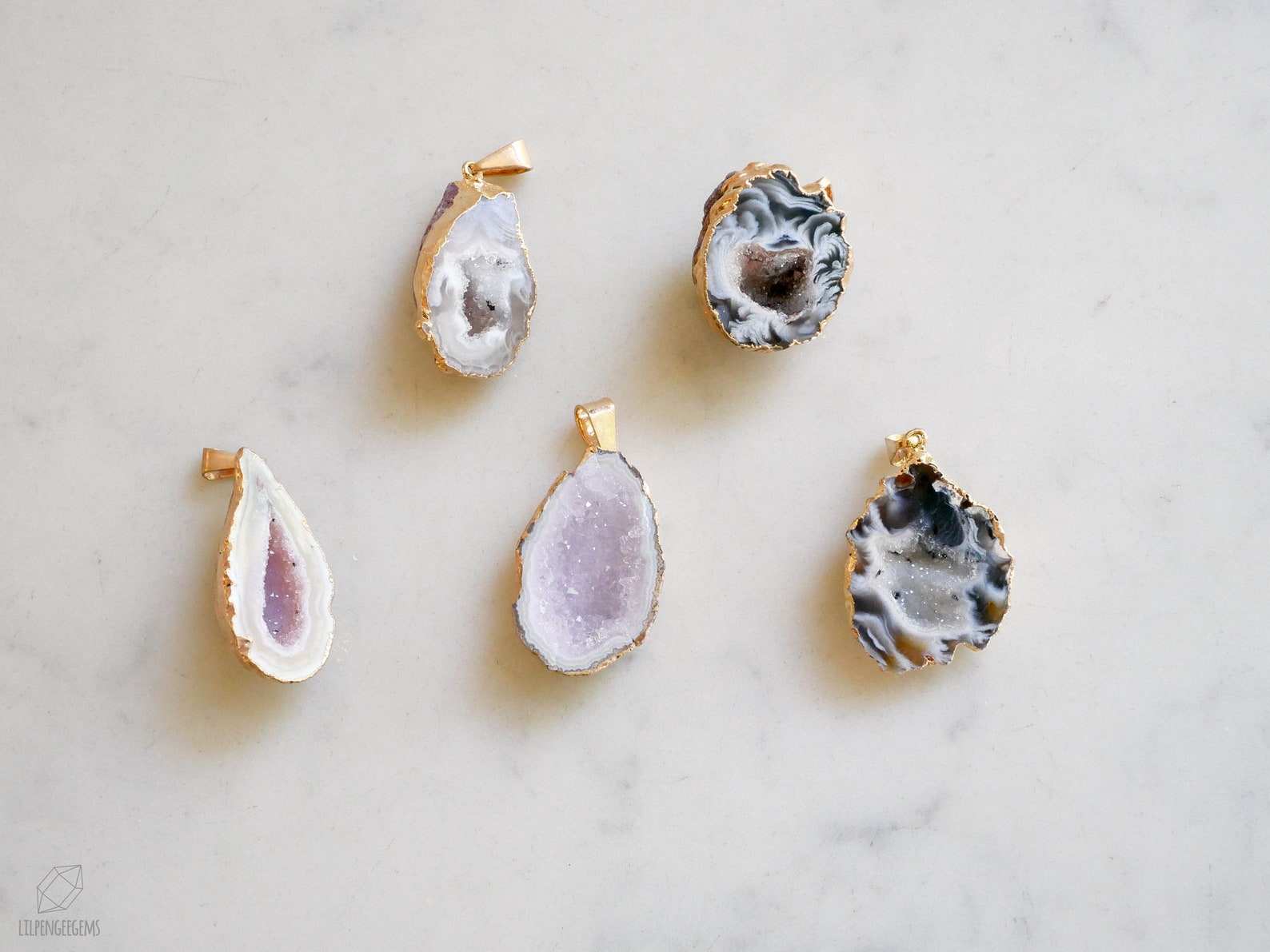 Lot of 5 GOLD Plated Geode Pendants. Jewelry Pendants. Druzy - Etsy