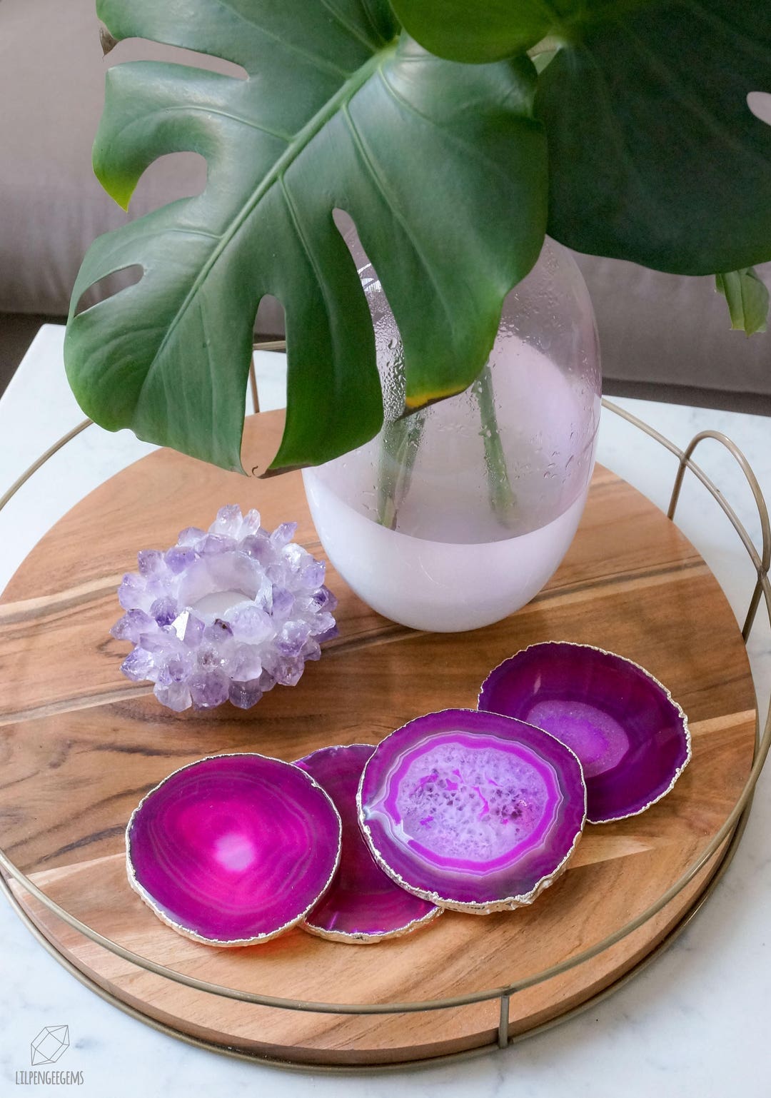 PINK Agate Coasters. Fuchsia Geode Coasters. Magenta Gem Coasters ...