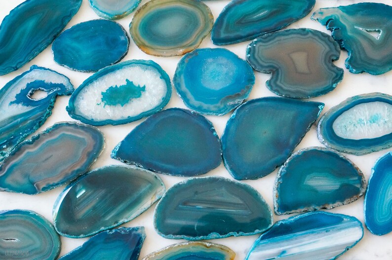 ASSORTED Agate Slice Stones. Size #0 Raw Agate Slices. Tan Yellow Gray ...