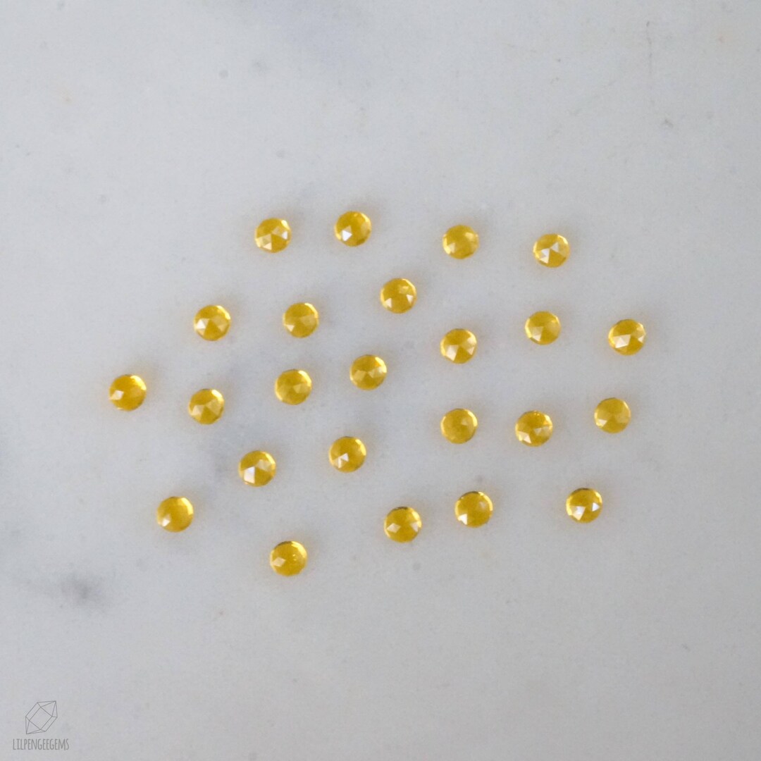 3mm Golden Citrine Rose Cut Cabochon. NANO Gemstone. Lab Grown Yellow ...