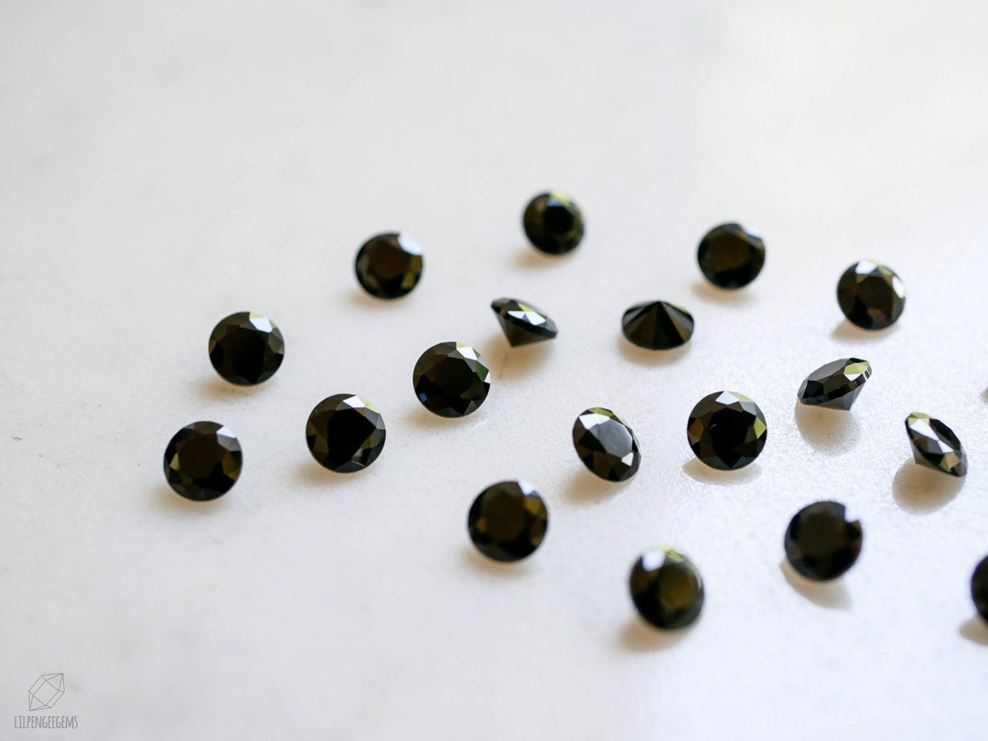 5mm Black Onyx Faceted Gemstones. Black Gemstone Jet Black Loose Gems ...