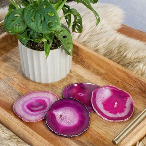 PINK Agate Coasters. Fuchsia Geode Coasters. Magenta Gem Coasters ...