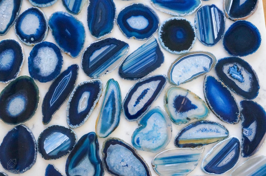 ASSORTED Agate Slice Stones. Size #0 Raw Agate Slices. Tan Yellow Gray ...