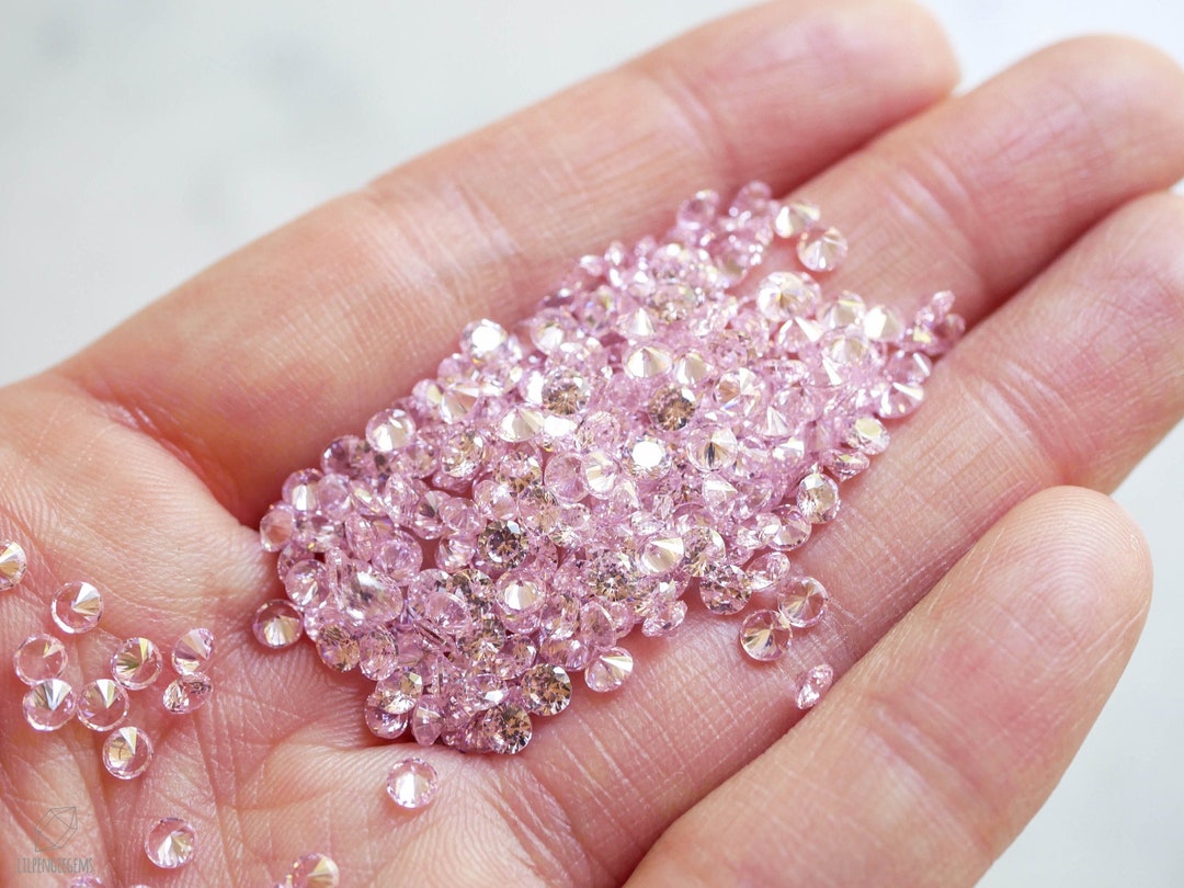 3mm PINK Faceted CZ Gemstones. Light Pink Gem. Mauve Brilliant Cut ...