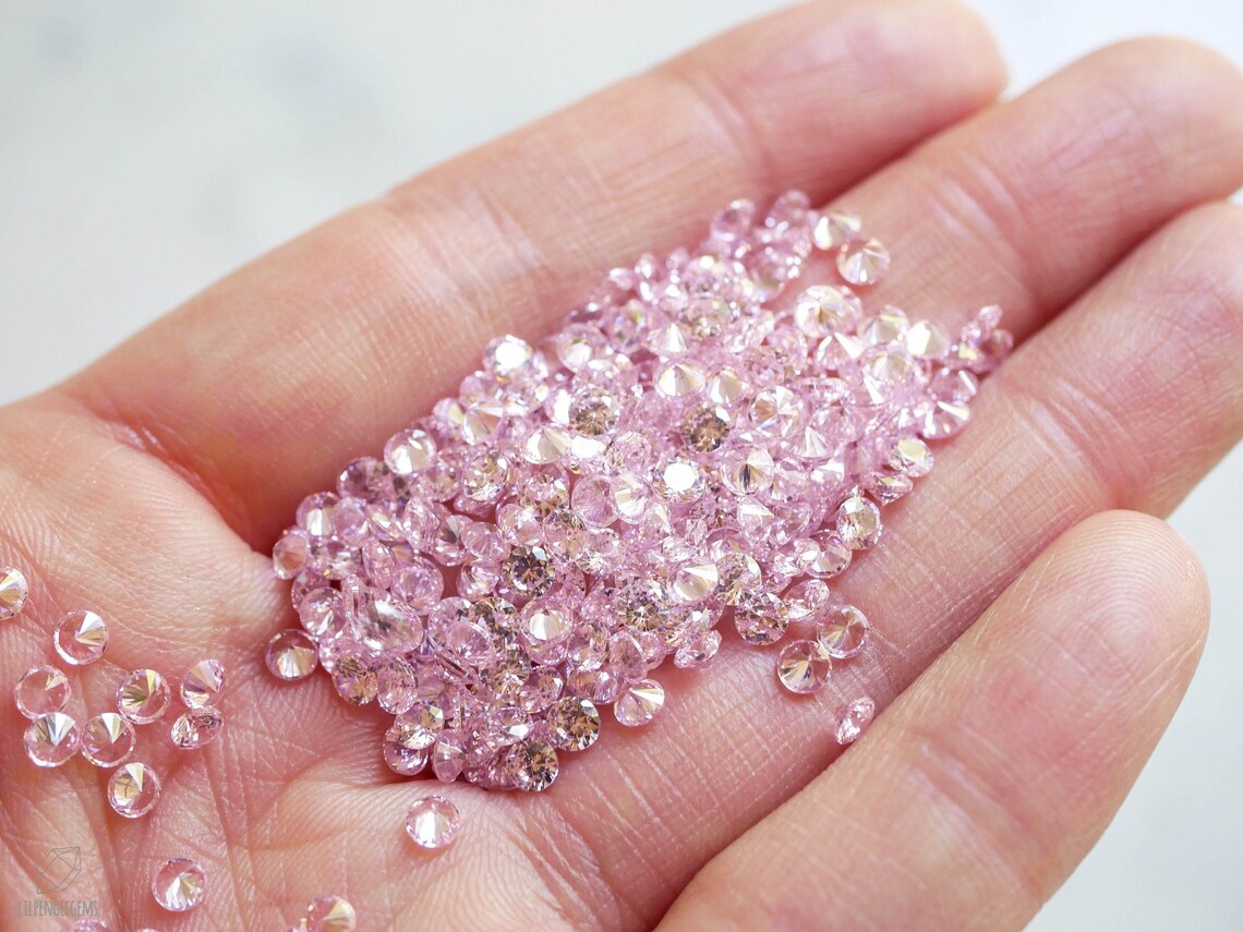 3mm PINK Faceted CZ Gemstones. Light Pink Gem. Mauve Brilliant - Etsy