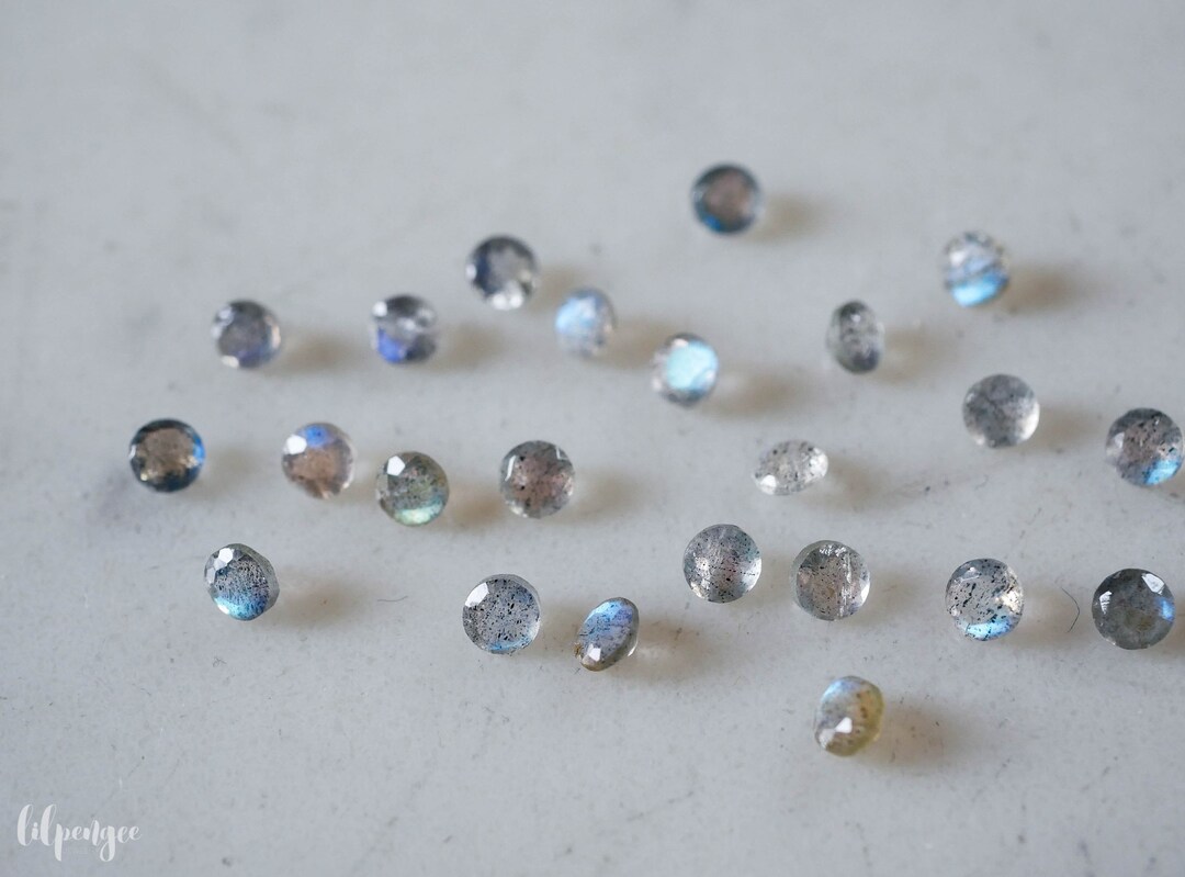 3mm Labradorite Faceted Gemstones. Grey Blue Flash Gemstone Gray Loose ...