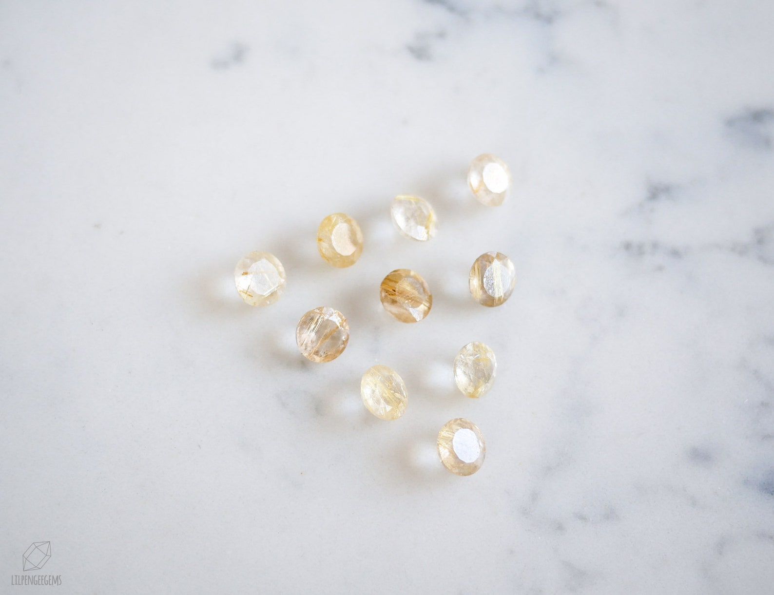 10mm Golden Rutile Faceted Gem. Gold Rutilated Quartz. Gold | Etsy