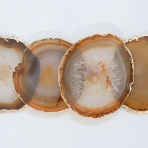 NATURAL Agate Coasters. Gold or Silver Rim. Gemstone Coasters ...