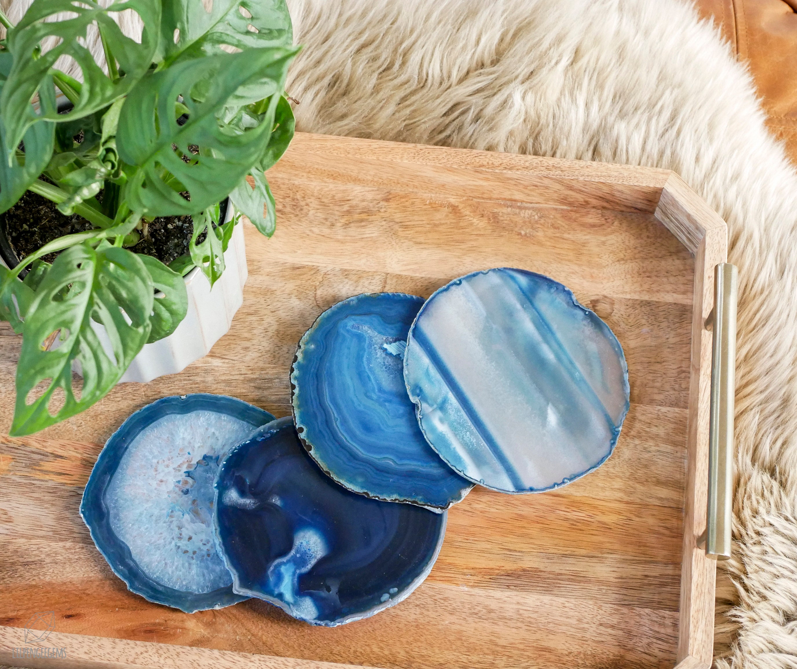 BLUE Agate Coasters. GOLD or SILVER Rim. Geode Coasters. Gem Coasters ...