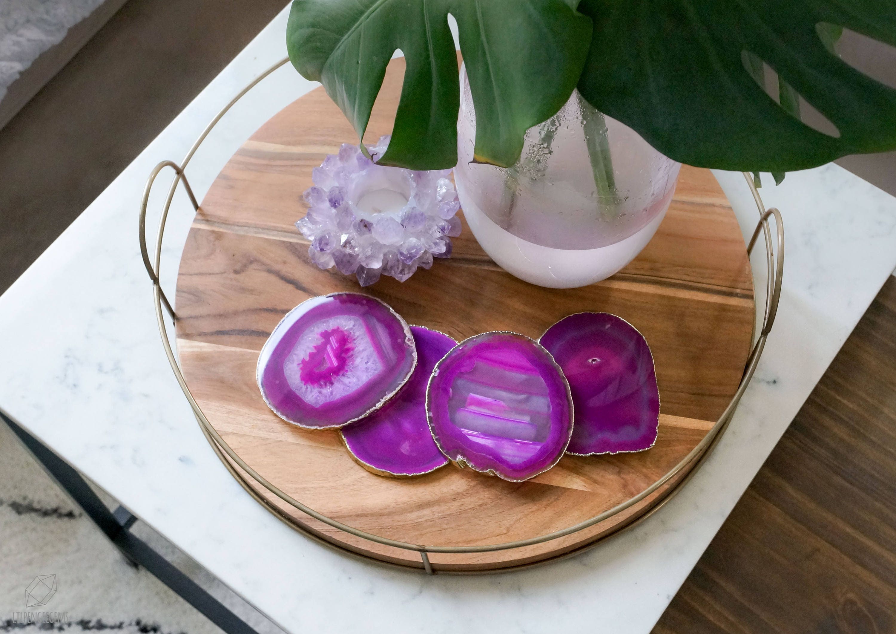 PINK Agate Coasters. Fuchsia Geode Coasters. Magenta Gem Coasters ...