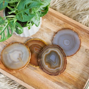 NATURAL Agate Coasters. Earth Tone Coasters. Gemstone Coasters. Geode ...