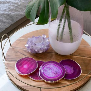PINK Agate Coasters. Fuchsia Geode Coasters. Magenta Gem Coasters ...