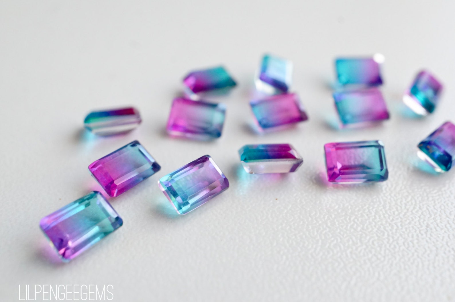 4x6mm Teal and Magenta Doublet Quartz. Bicolor OCTAGON Shape - Etsy