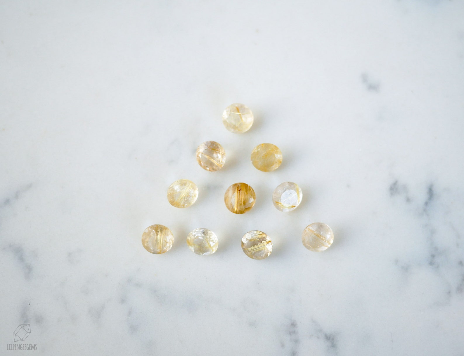 10mm Golden Rutile Faceted Gem. Gold Rutilated Quartz. Gold | Etsy