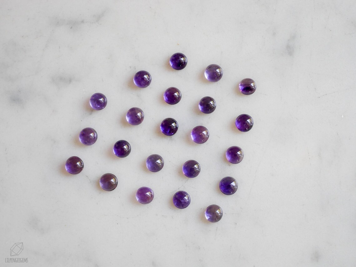 5mm African Amethyst SMOOTH Polished Cabochon. Petite Purple - Etsy
