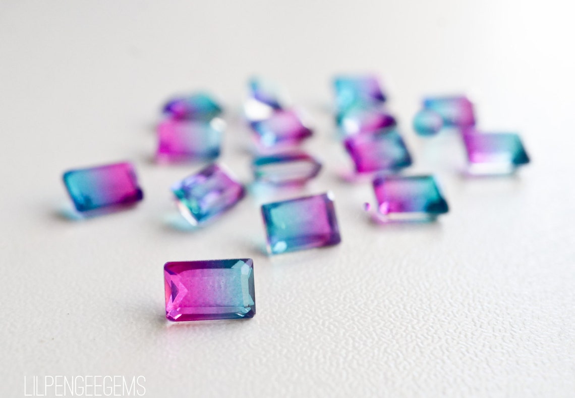 4x6mm Teal and Magenta Doublet Quartz. Bicolor OCTAGON Shape - Etsy
