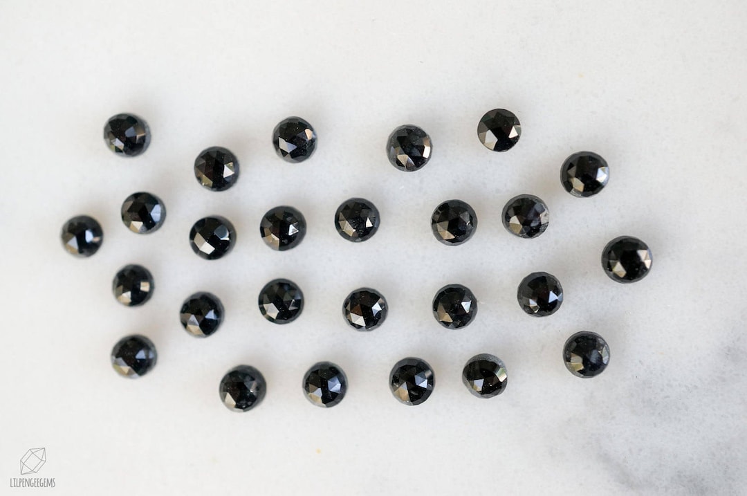 3mm Rose Cut BLACK ONYX Cabochon. Rose Faceted Black Gemstone. Black ...