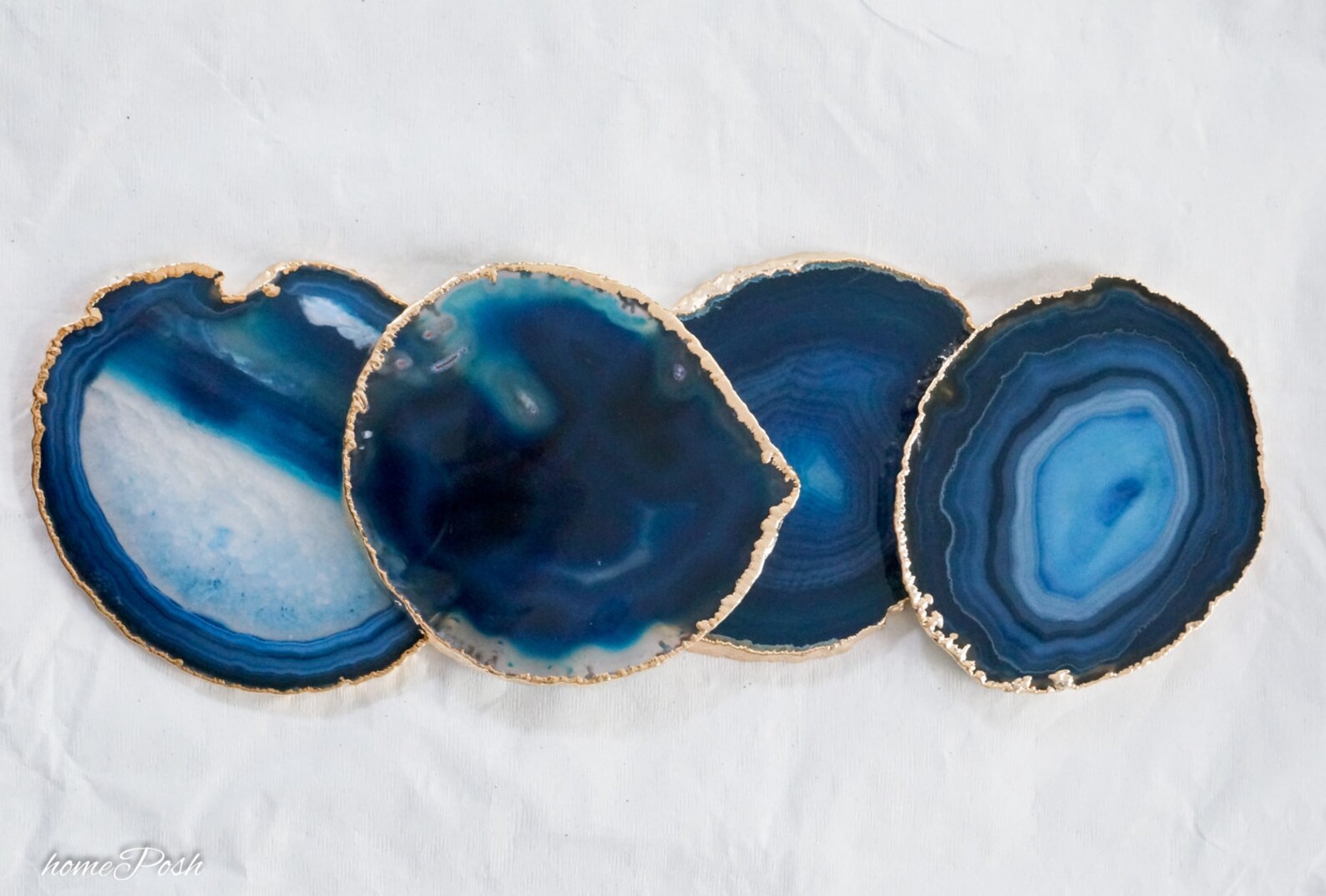 BLUE Agate Coasters. GOLD or SILVER Rim. Geode Coasters. Gem Coasters ...