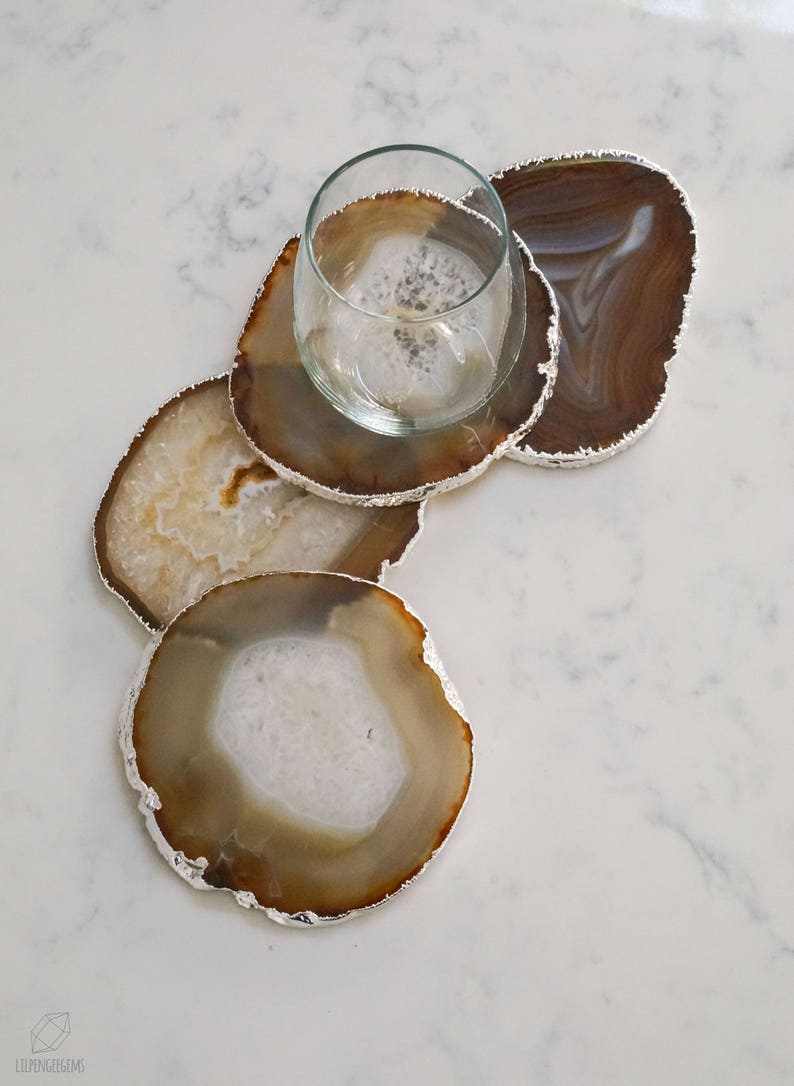 NATURAL Agate Coasters. Earth Tone Coasters. Gemstone Coasters. Geode ...