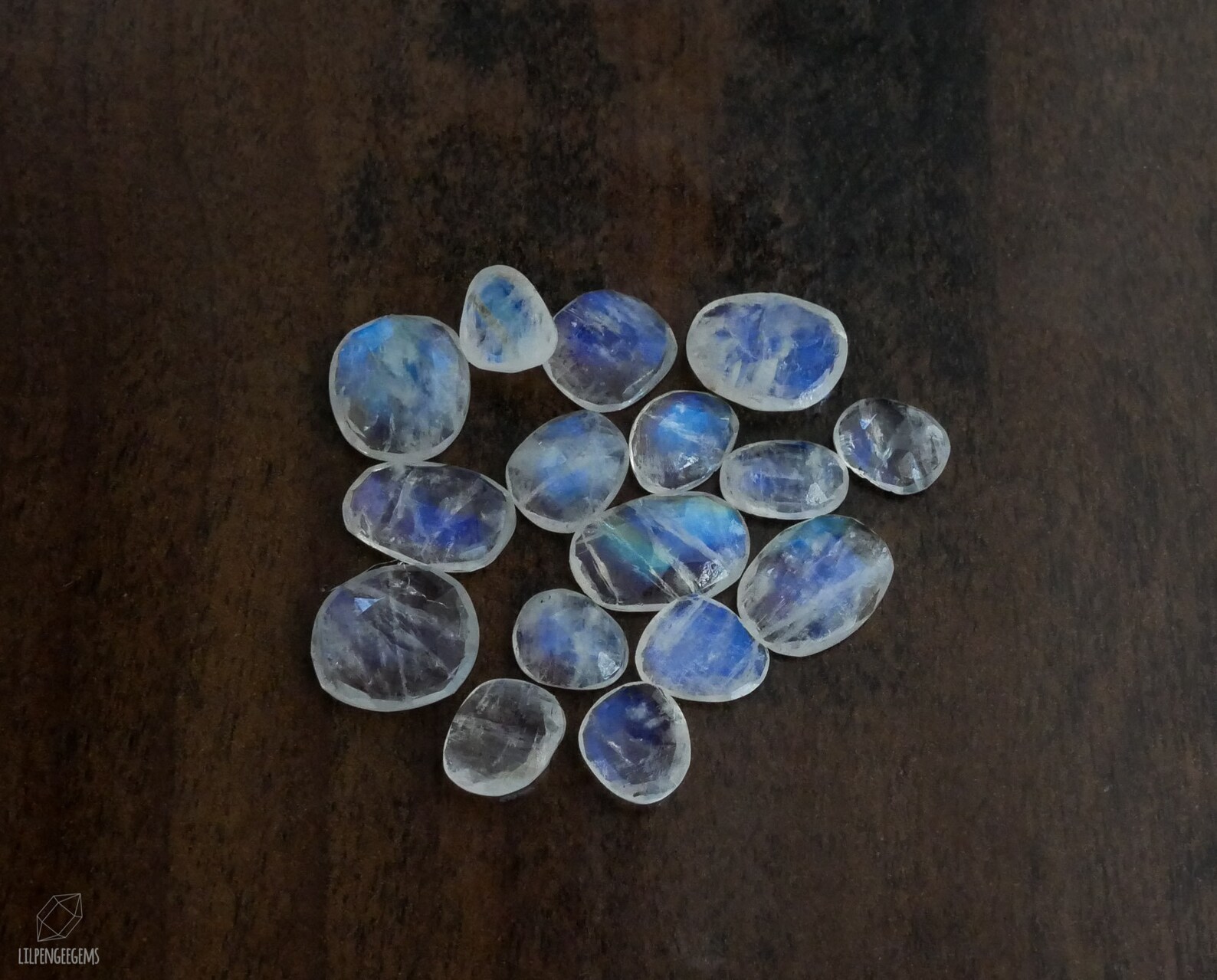 10-12mm Irregular Shape Rainbow Moonstone Gemstones. White Gem Blue ...