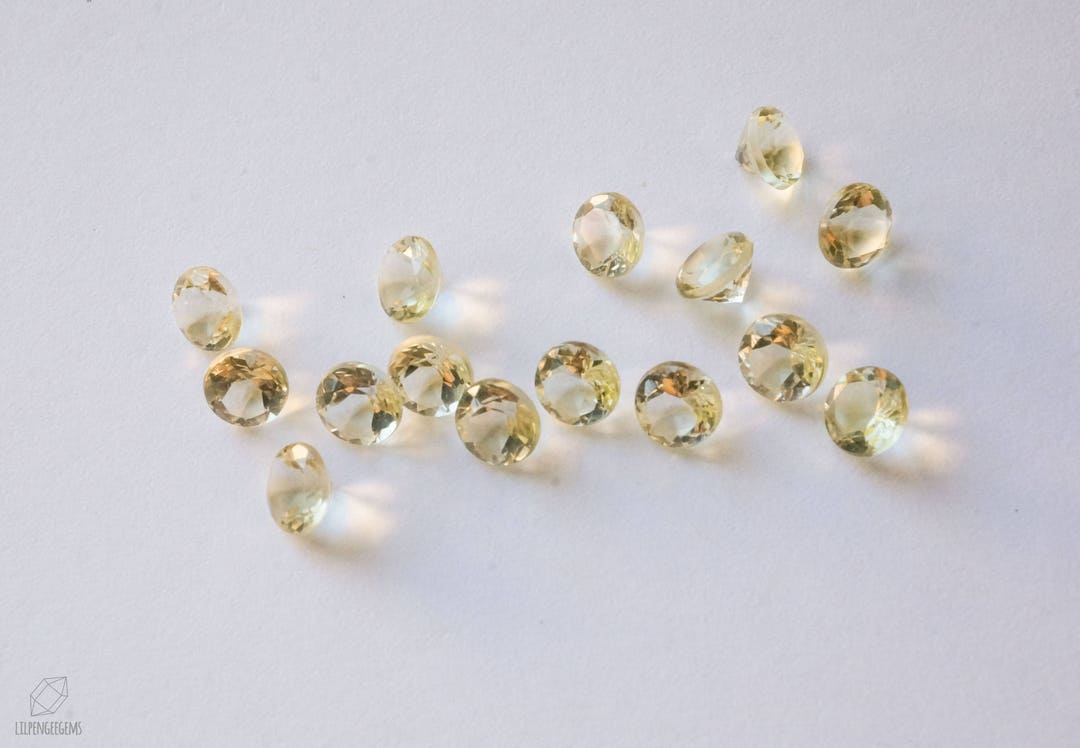 5mm Lemon Quartz Faceted Gemstone. Light Yellow Gem. Round Gem Yellow ...