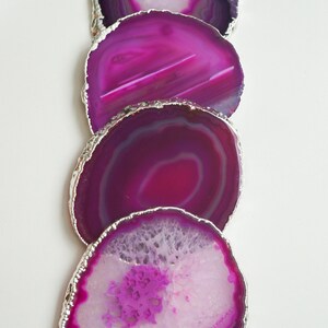 PINK Agate Coasters. Fuchsia Geode Coasters. Magenta Gem Coasters ...