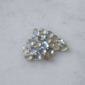 3mm Flashy Labradorite Smooth Cabochons. Grey Gemstone Blue Flash. Gray ...