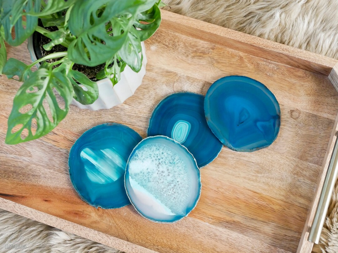 TEAL Agate Coasters. Gem Coasters. Stone Coasters. Drinkware Coaster ...