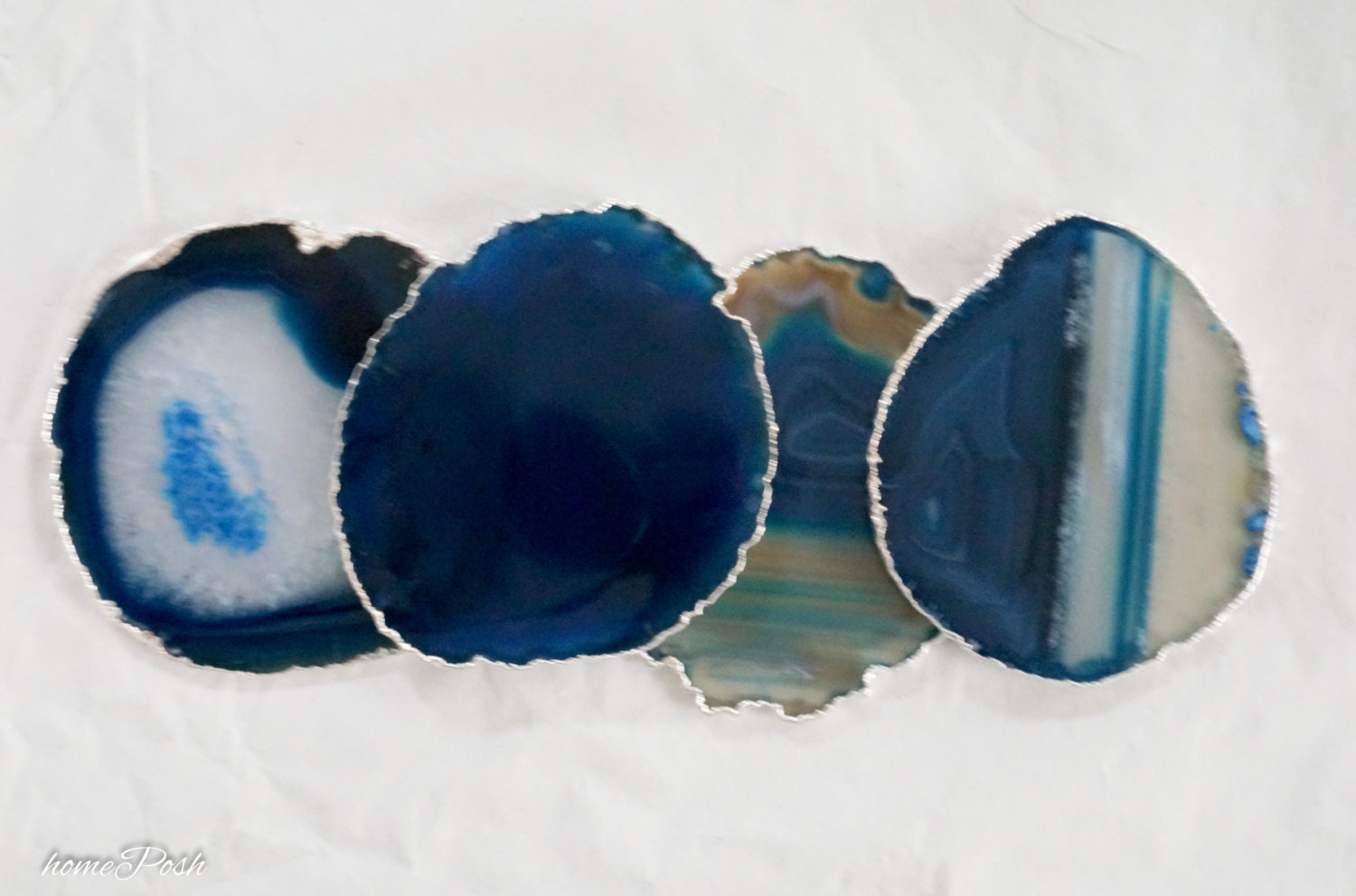 BLUE Agate Coasters. GOLD or SILVER Rim. Geode Coasters. Gem Coasters ...