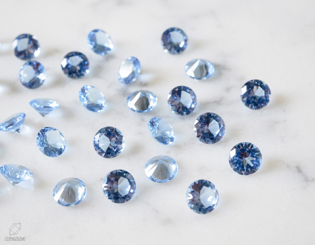 6mm Sky Blue Topaz Faceted NANO Gemstones. Dark Blue Topaz. Lab Grown ...