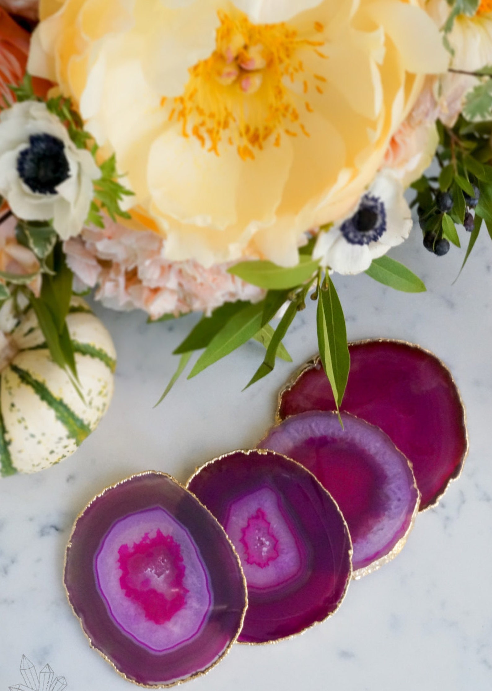 PINK agate coasters. fuchsia geode coasters. magenta gem | Etsy