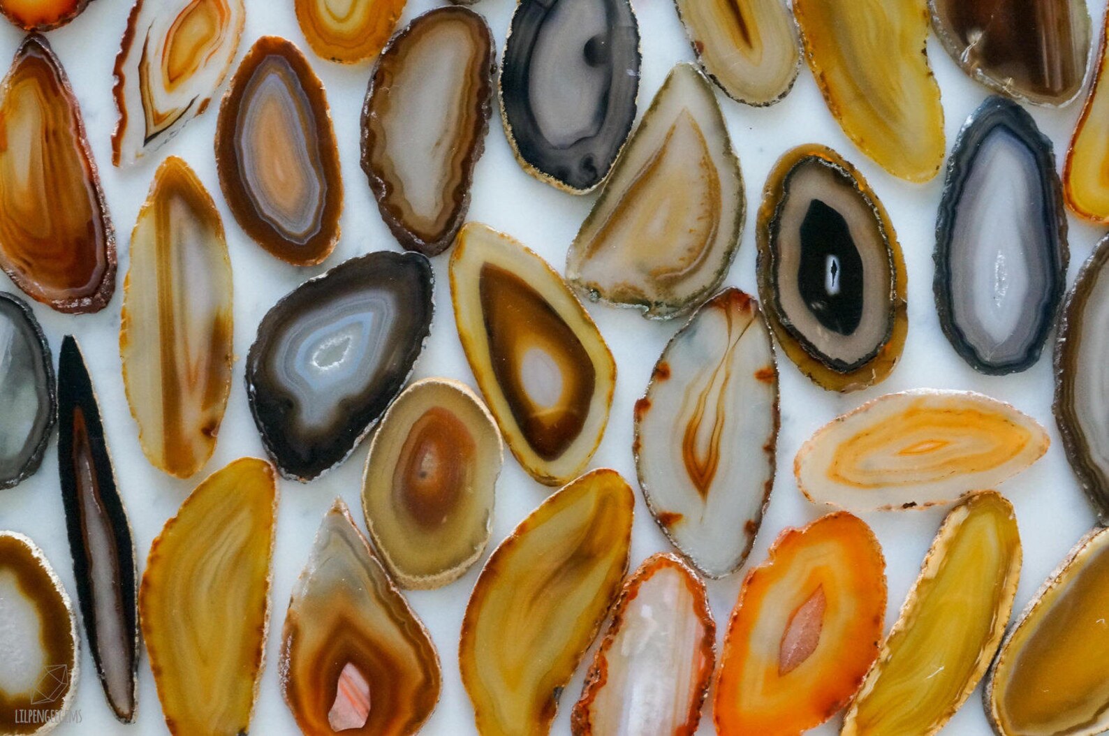 ASSORTED Agate Slice Stones. Size #0 Raw Agate Slices. Tan Yellow Gray ...