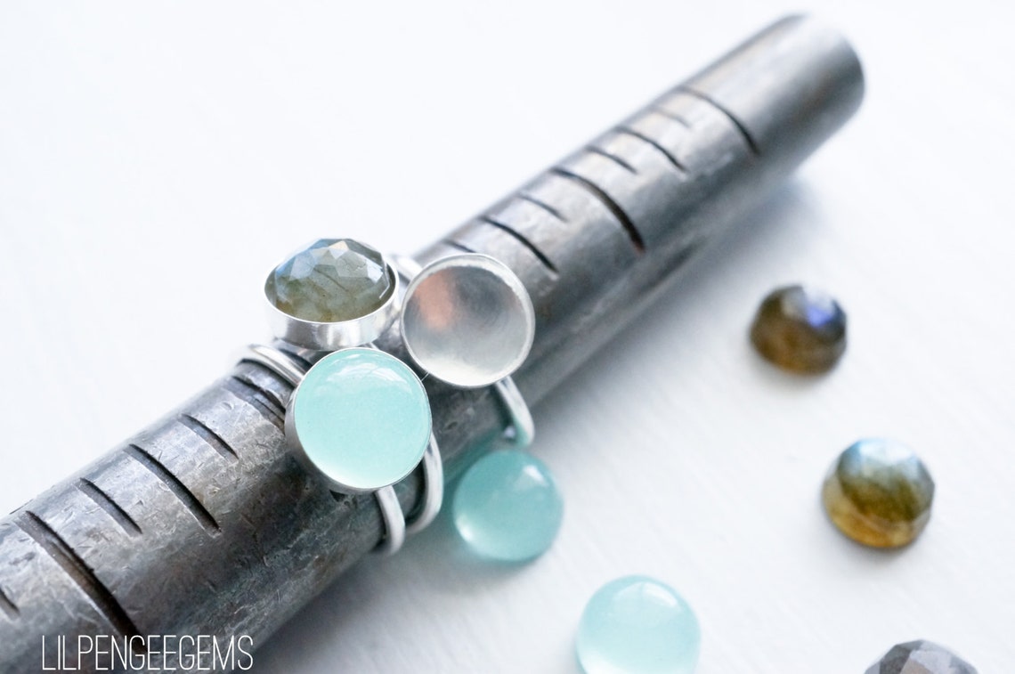 8mm Sterling Silver Ring Blank. Bezel Cup Soldered to Dainty Silver ...