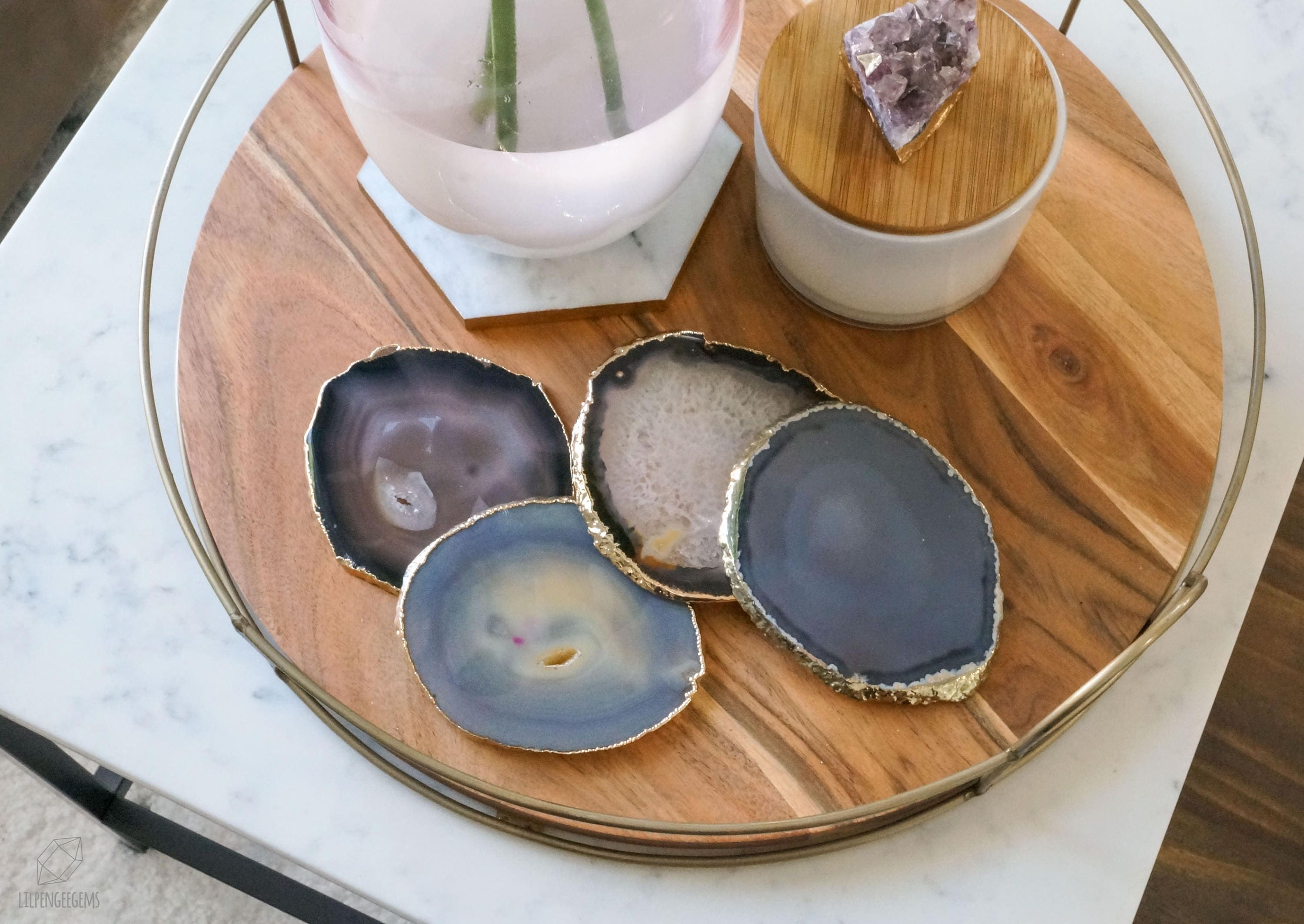 GRAY AGATE Coaster Sets. Grey Agate Slices Coaster Sets Home Decor ...