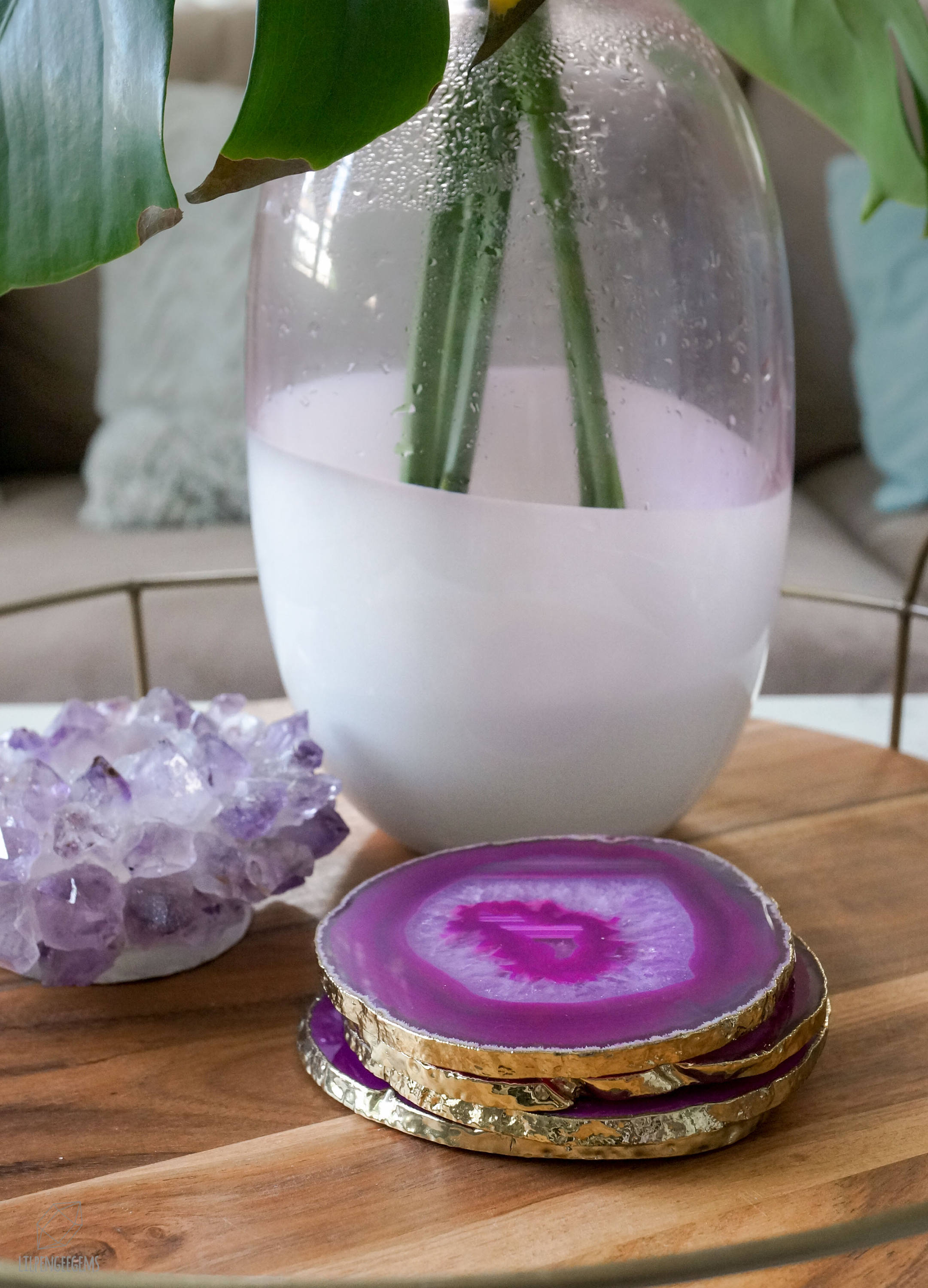Purple Pink Agate Geode Coasters