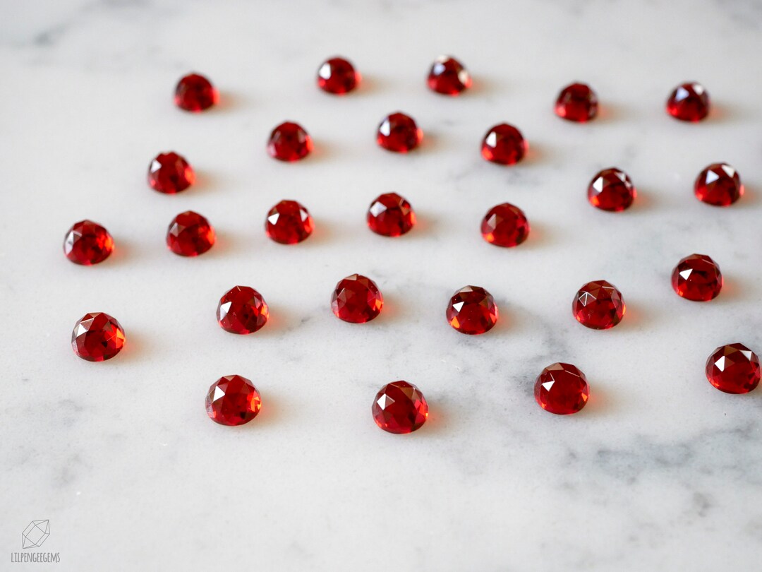 5mm Spessarite Garnet Rose Cut NANO Cabochons. Blood Orange Lab Grown ...