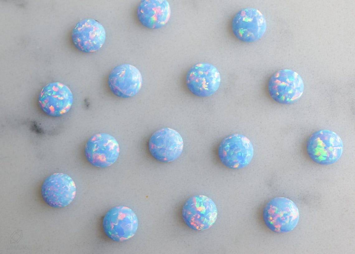 6mm Pastel Light Blue Opal Smooth Cabochon. Sparkling Opal | Etsy