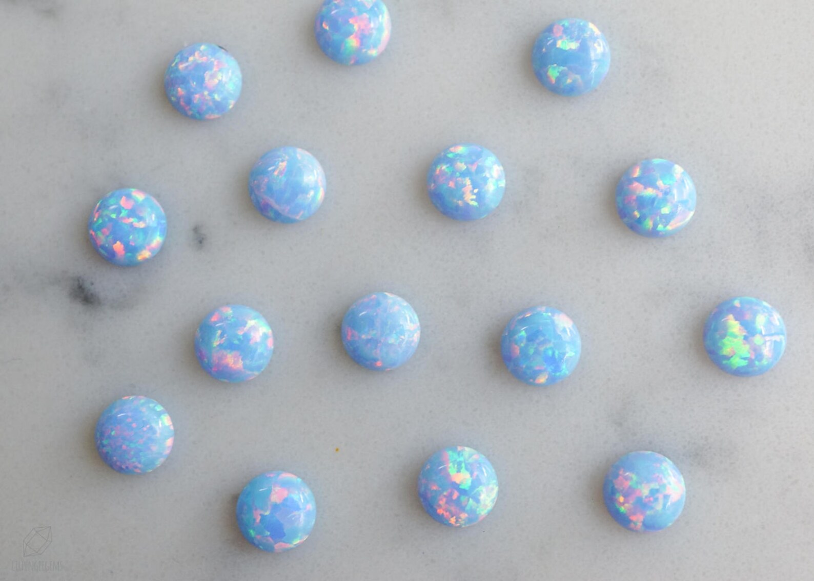 6mm Pastel Light Blue Opal Smooth Cabochon. Sparkling Opal Blue Cab ...