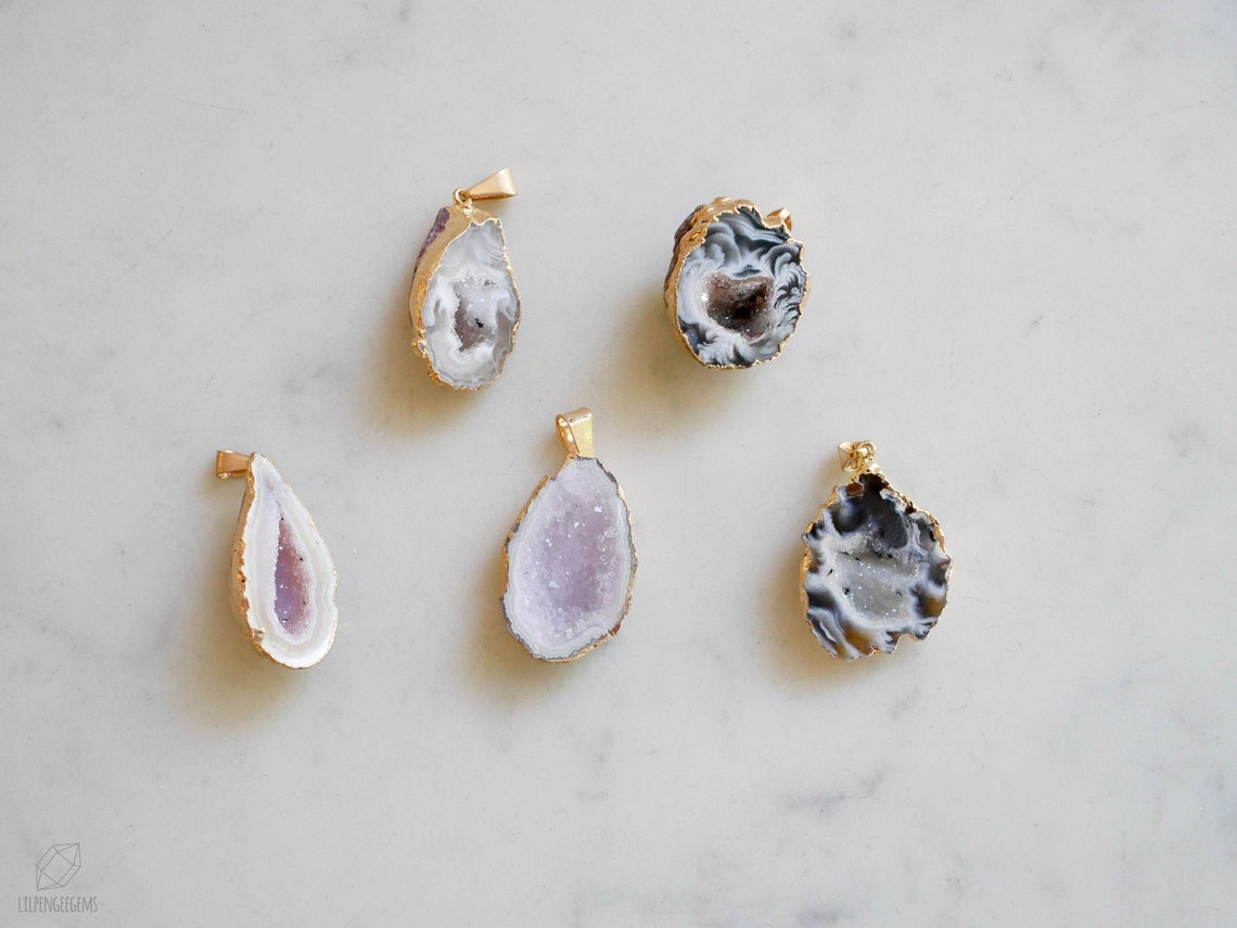 Lot of 5 GOLD Plated Geode Pendants. Jewelry Pendants. Druzy - Etsy