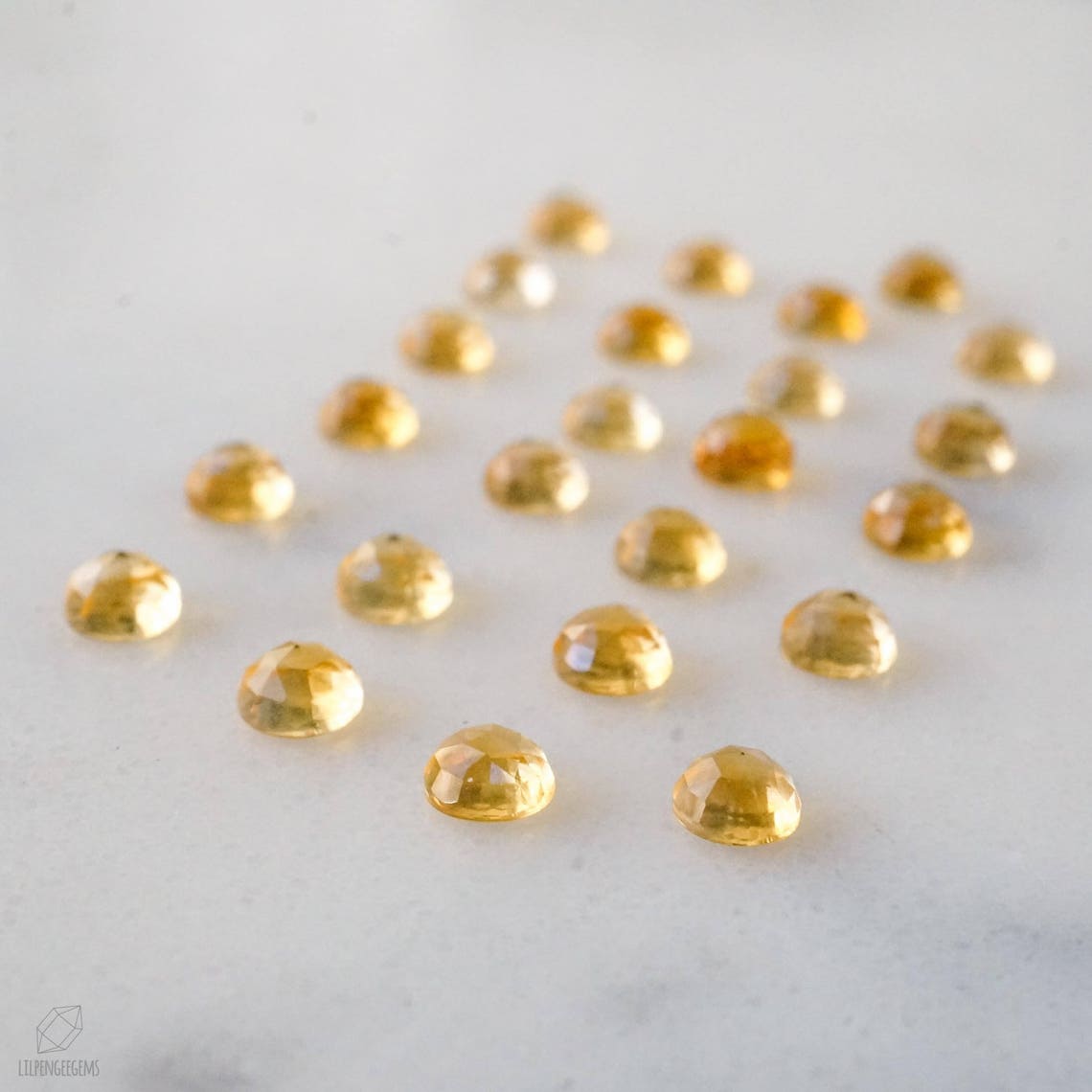 3mm Golden Citrine Rose Cut Cabochon. Yellow Citrine Cabochon. Rose ...