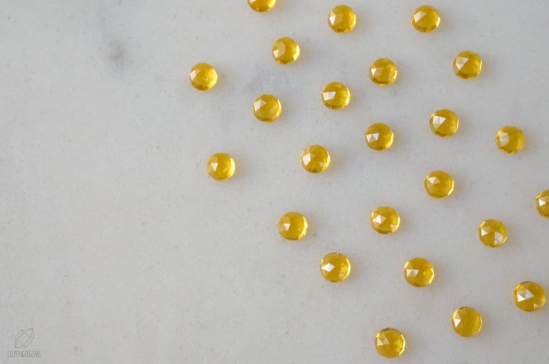 3mm Golden Citrine Rose Cut Cabochon. NANO Gemstone. Lab Grown - Etsy