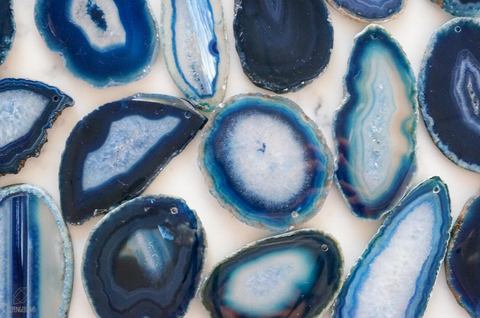 BLUE Agate Slice Stones. DRILLED Raw Agate Slices. Royal Blue Agate ...