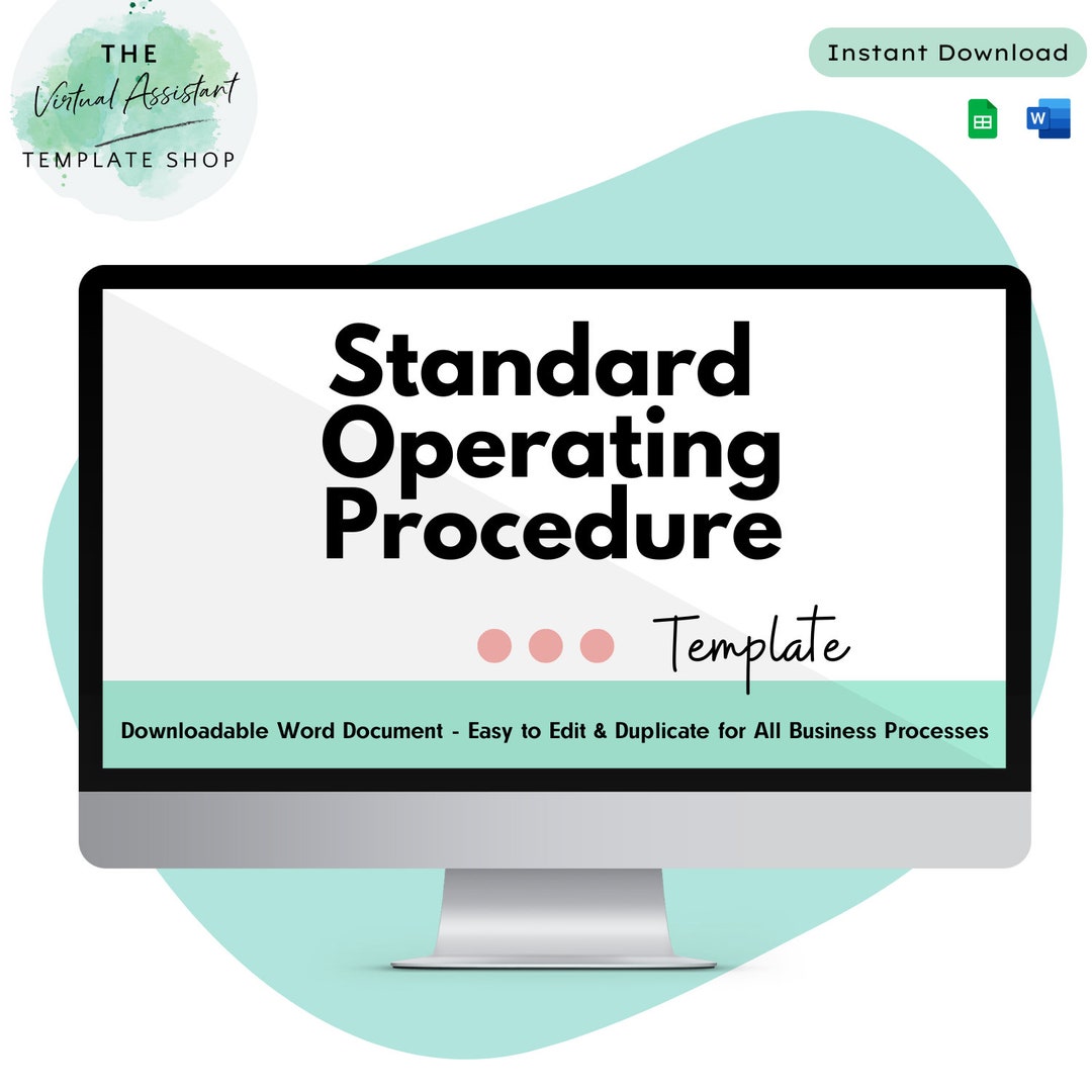 Standard Operating Procedures Template Word Entrepreneurs Llcs Small ...