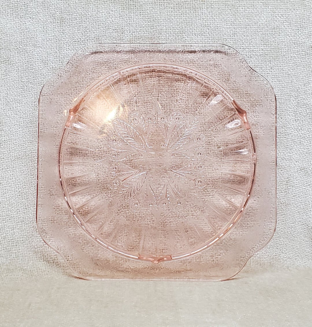 Pink Depression Glass Vintage Cake Plate Adam Pink by Jeannette - Etsy