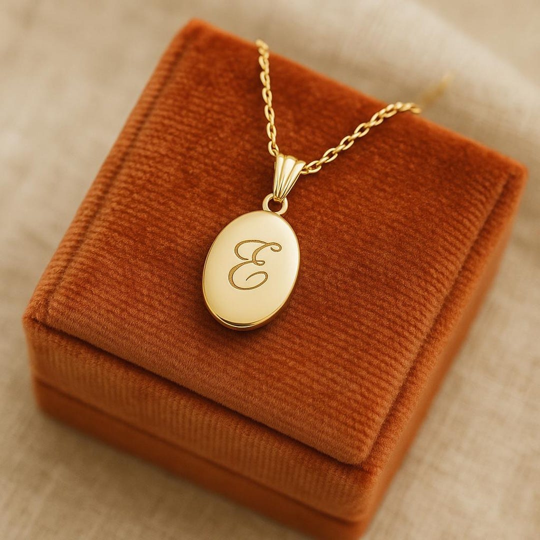 Engraved Initial Locket Necklace: Sterling Silver or 14K Gold ...
