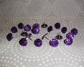 Items similar to Glitter Thumb Tacks Purple Push Pins Set on Etsy