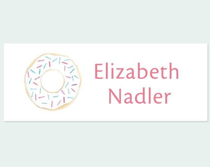 60 School Labels Donut School Labels, Vinyl Sticker Name Labels ...