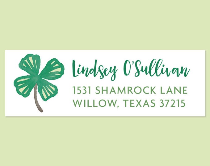 Four Leaf Clover Return Address Labels Shamrock Address Labels, Clover ...