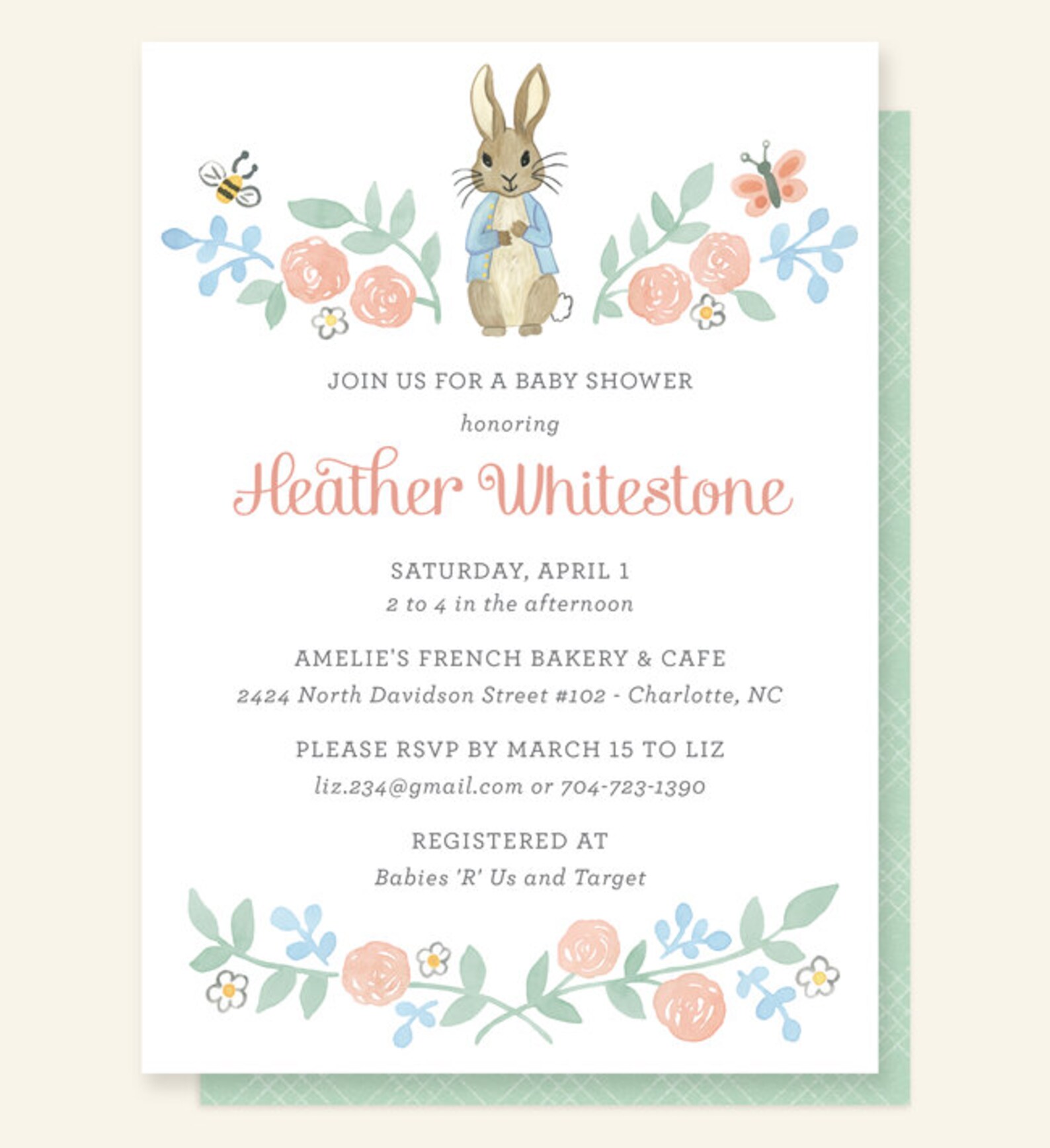 Peter Rabbit Baby Shower Invitation Rabbit Shower | Etsy