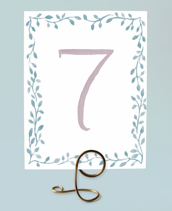 Watercolor Leaf Border Table Numbers Rustic Wedding Table - Etsy